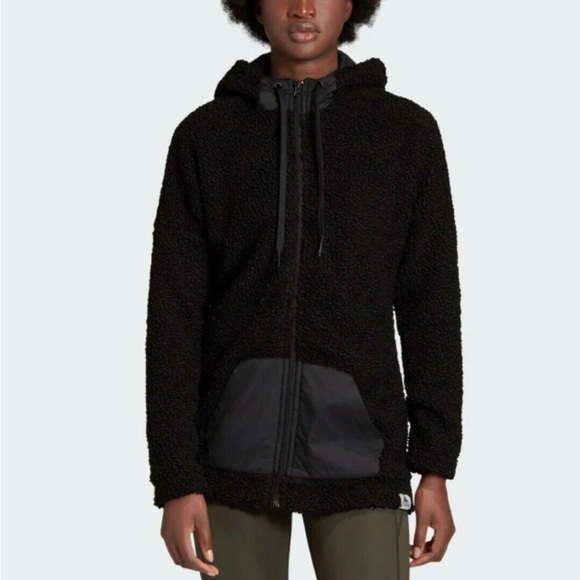 adidas | Shirts | Adidas Black Brilliant Basics Sherpa Zip Hoody Jacket ...